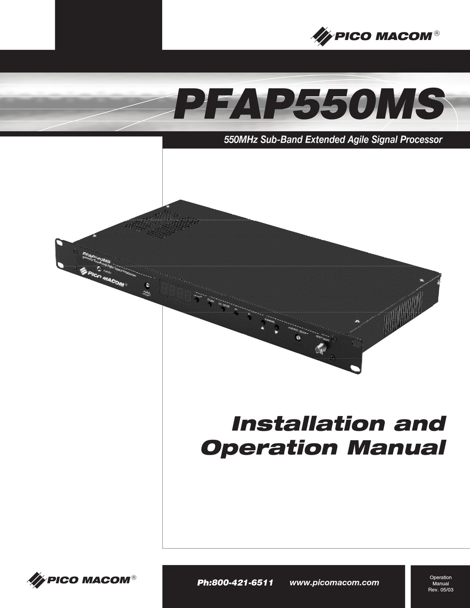 PICO MACOM PFAP550MS INSTALLATION AND OPERATION MANUAL Pdf Download PICO MACOM PFAP550MS INSTALLATION AND OPERATION MANUAL Pdf Download