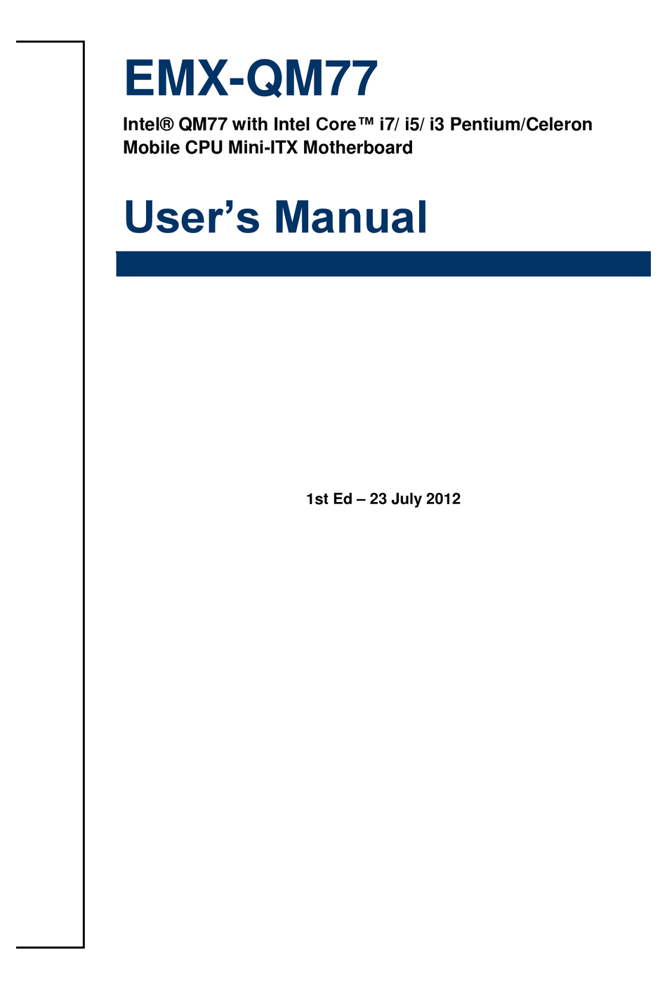 AVALUE TECHNOLOGY EMX-QM77 USER MANUAL Pdf Download | ManualsLib