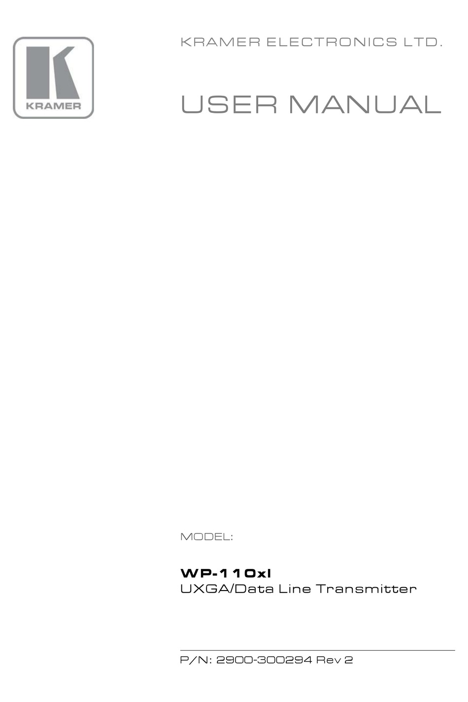 KRAMER WP-110XL USER MANUAL Pdf Download | ManualsLib