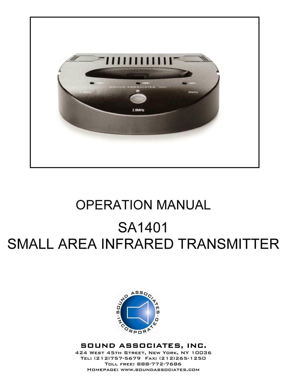 SOUND ASSOCIATES SA1401 OPERATION MANUAL Pdf Download | ManualsLib