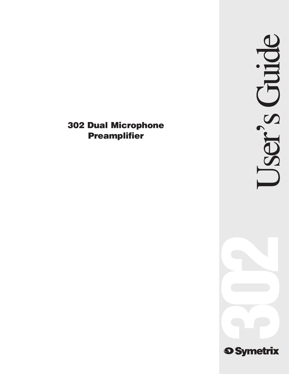 SYMETRIX 302 USER MANUAL Pdf Download | ManualsLib