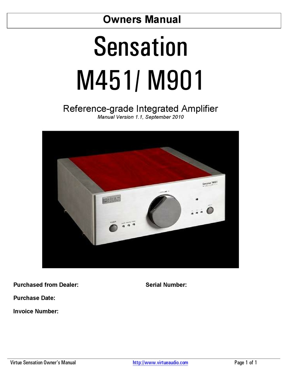 VIRTUE SENSATION M451 OWNER'S MANUAL Pdf Download | ManualsLib