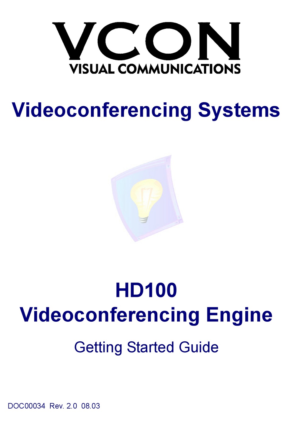 VCON HD100 GETTING STARTED MANUAL Pdf Download | ManualsLib