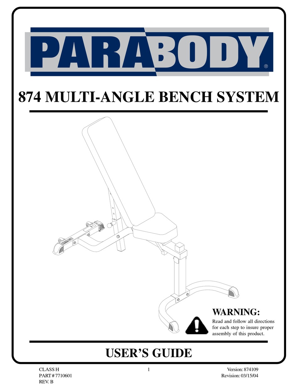 PARABODY 874 USER MANUAL Pdf Download | ManualsLib