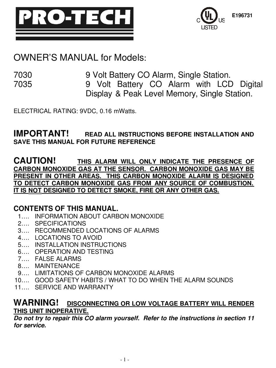 PRO-TECH 7030-7035 OWNER'S MANUAL Pdf Download | ManualsLib