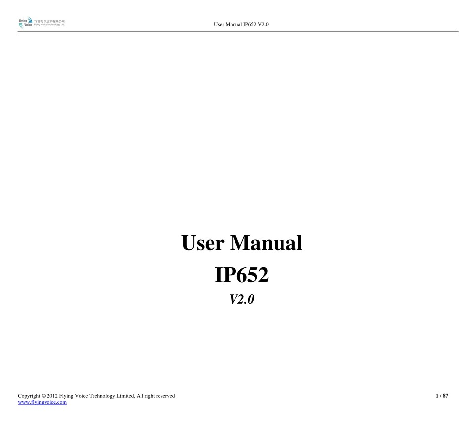 FLYING VOICE TECHNOLOGY IP652 USER MANUAL Pdf Download | ManualsLib
