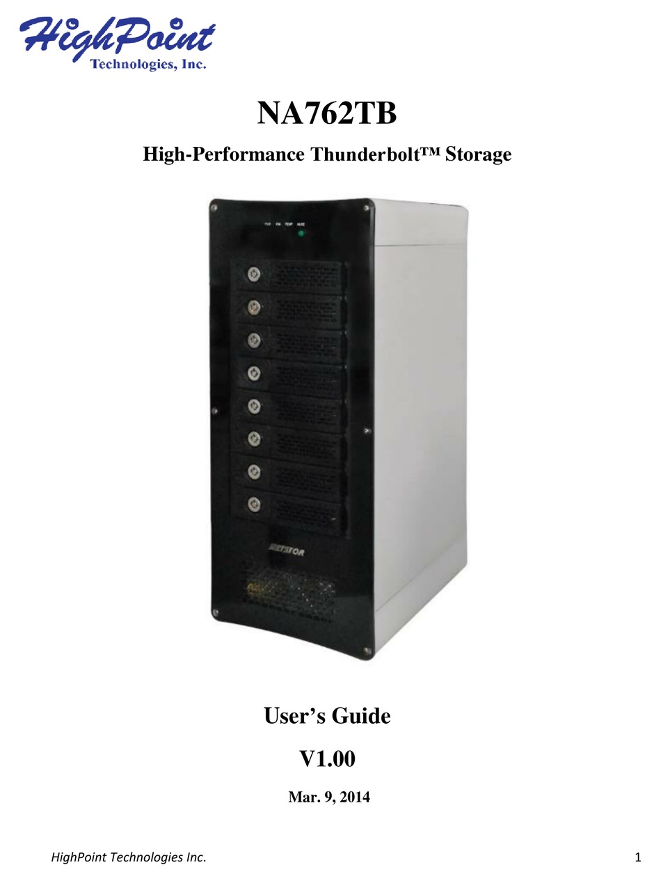 HIGHPOINT THUNDERBOLT NA762TB USER MANUAL Pdf Download | ManualsLib