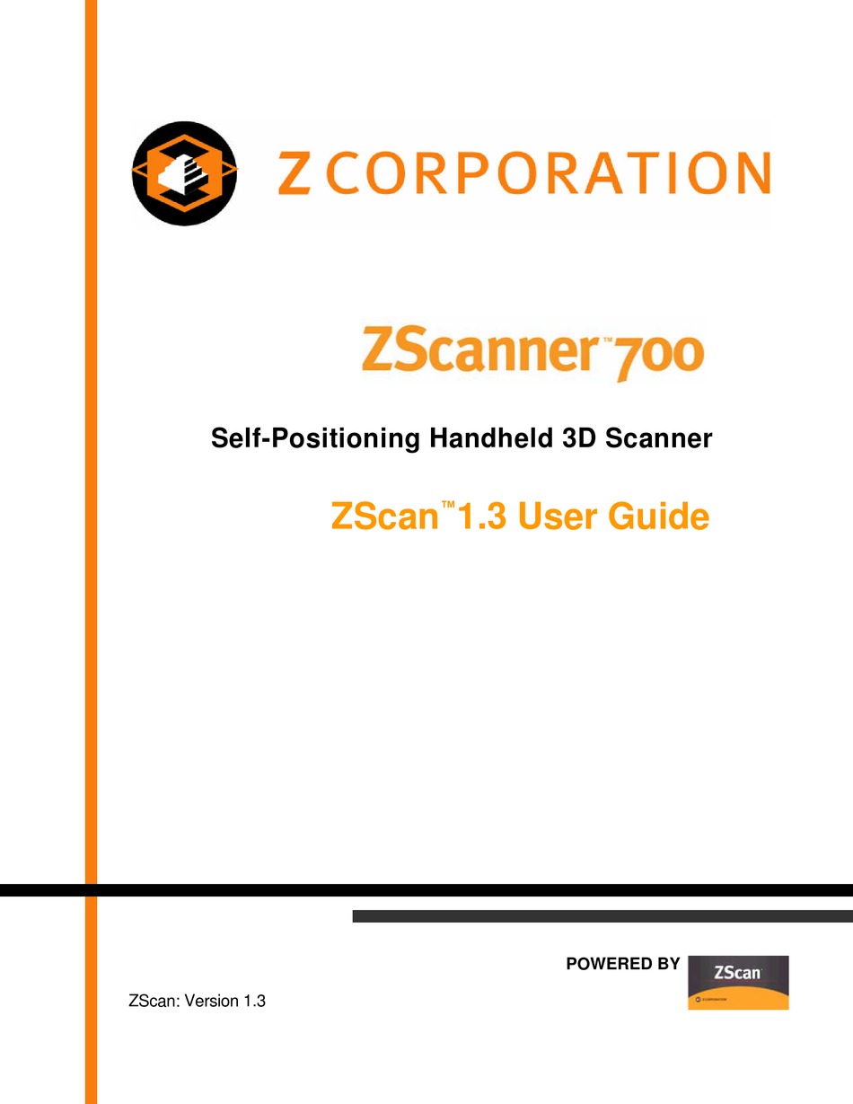 Z CORPORATION ZSCANNER 700 USER MANUAL Pdf Download | ManualsLib