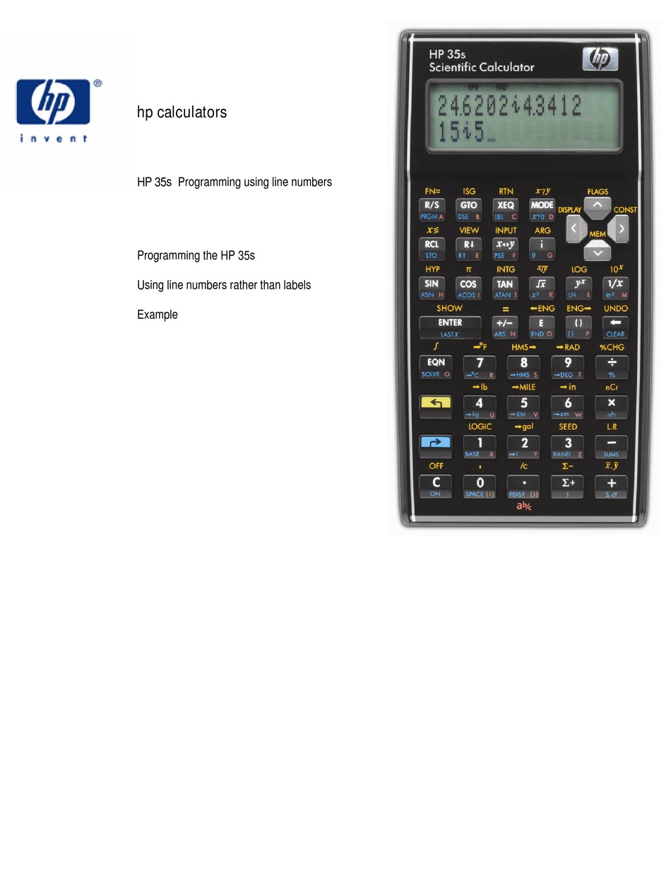 HP 35S USER MANUAL Pdf Download | ManualsLib
