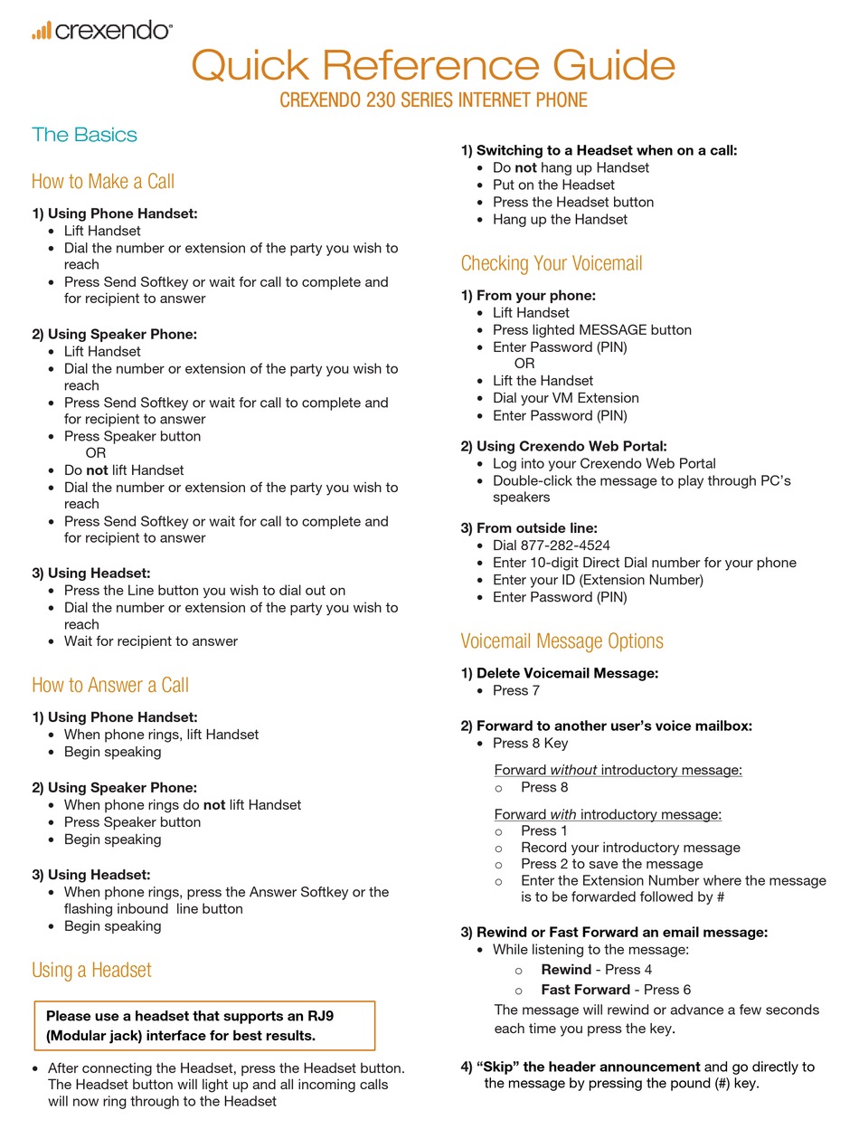 CREXENDO 230 SERIES QUICK REFERENCE MANUAL Pdf Download | ManualsLib