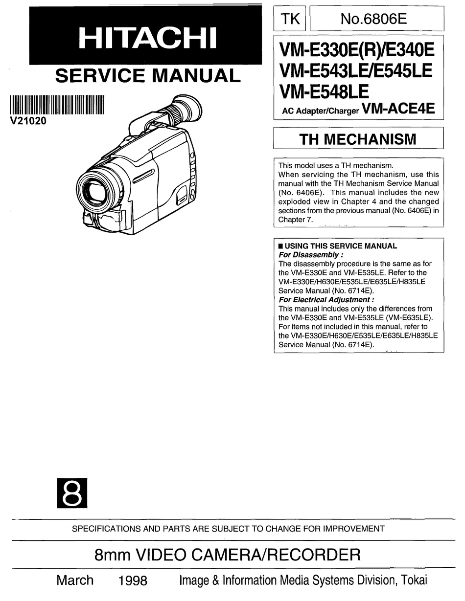 HITACHI VM-E330E SERVICE MANUAL Pdf Download | ManualsLib