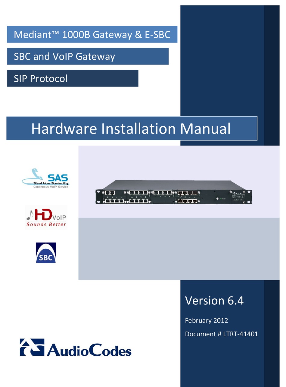 AUDIOCODES MEDIANT 1000B HARDWARE INSTALLATION MANUAL Pdf Download audiocodes-mediant-1000b-hardware-installation-manual-pdf-download
