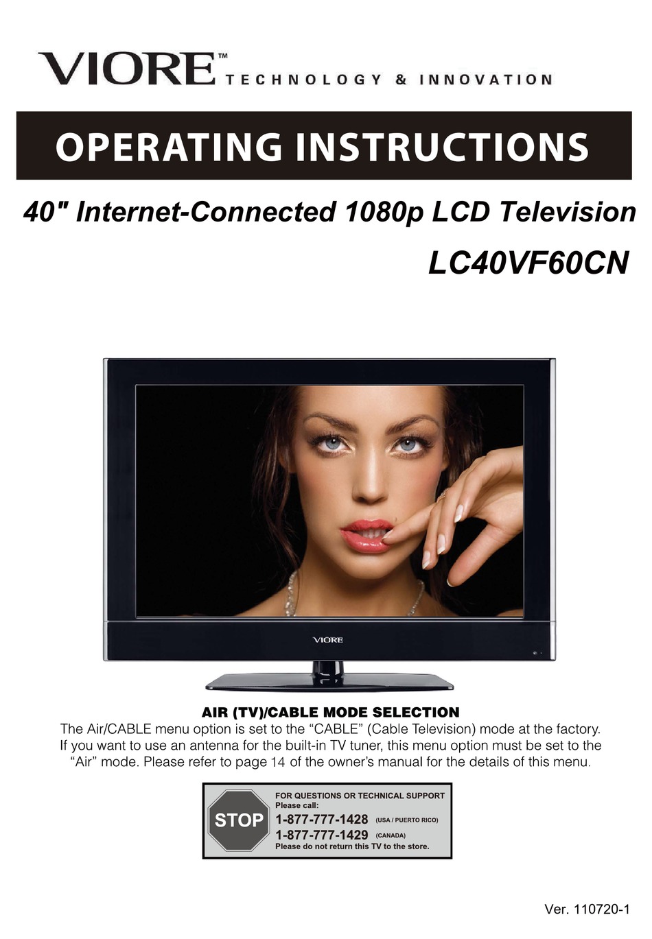 VIORE LC40VF60CN OPERATING INSTRUCTIONS MANUAL Pdf Download | ManualsLib