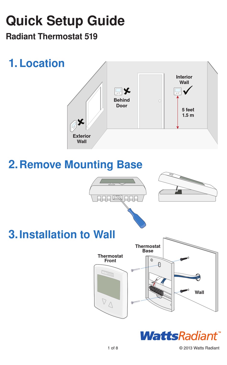 WATTS RADIANT 519 QUICK SETUP MANUAL Pdf Download | ManualsLib