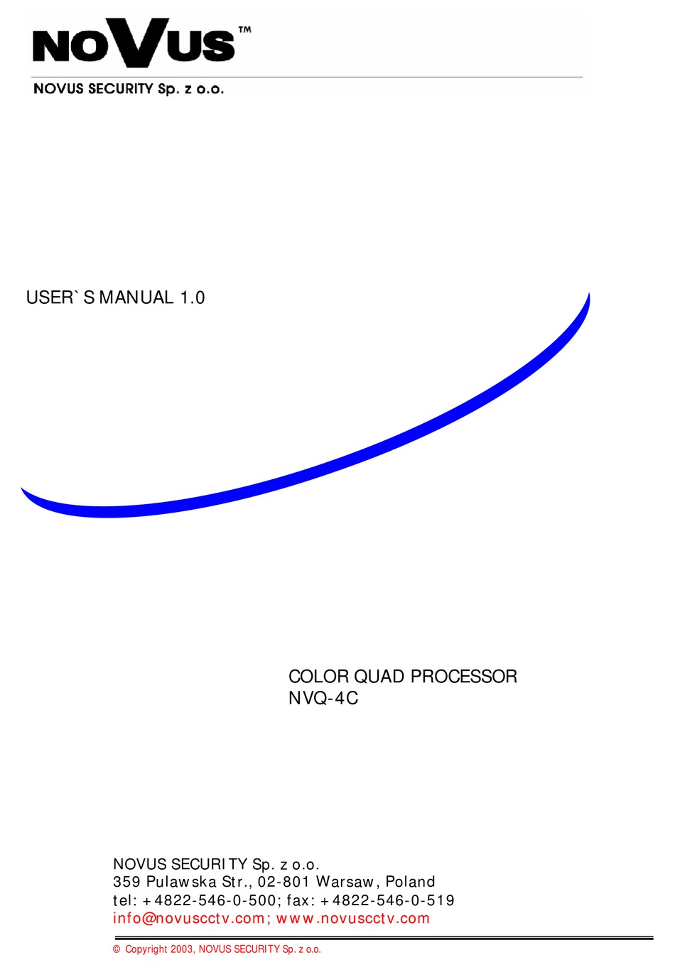 NOVUS NVQ-4C USER MANUAL Pdf Download | ManualsLib