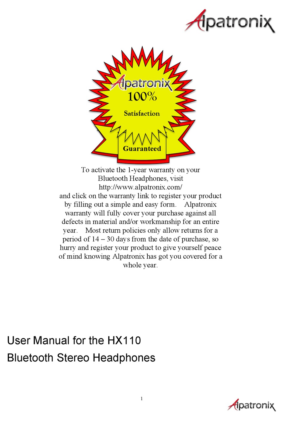 APATRONIX HX110 USER MANUAL Pdf Download | ManualsLib