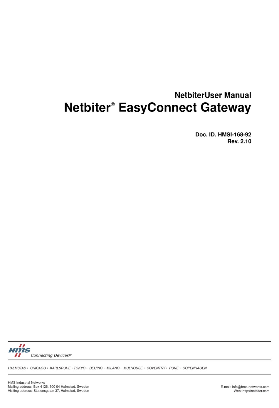 HMS NETBITER EASYCONNECT EC150 USER MANUAL Pdf Download | ManualsLib