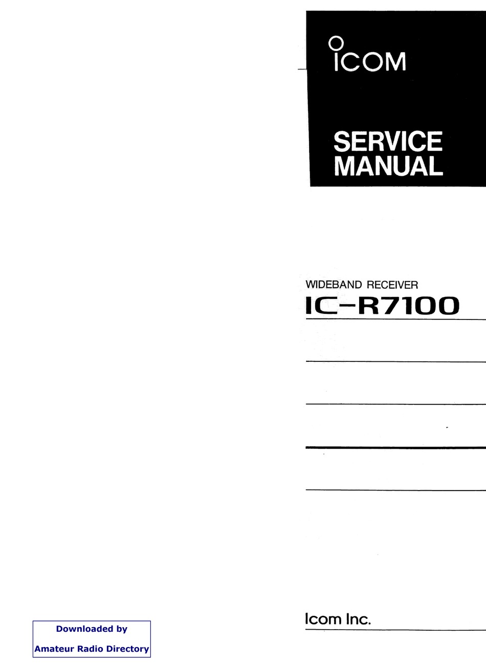 ICOM IC R7100 SERVICE MANUAL Pdf Download ManualsLib