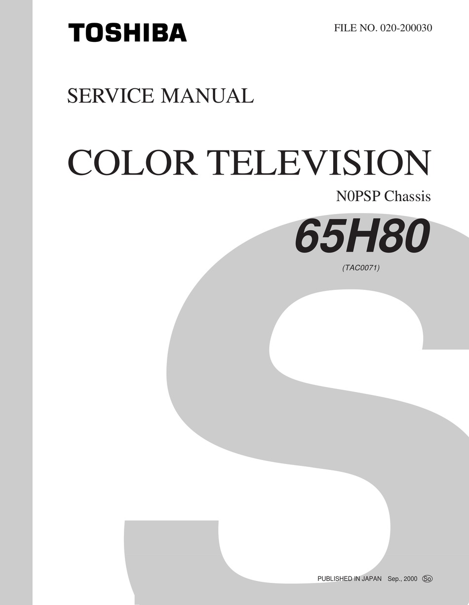 TOSHIBA 65H80 SERVICE MANUAL Pdf Download | ManualsLib