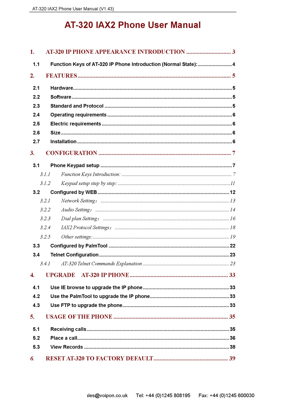 VOIPON AT-320 IAX2 USER MANUAL Pdf Download | ManualsLib
