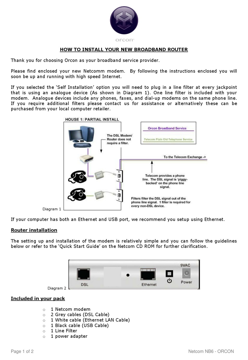 ORCON NETCOM NB6 INSTALLATION Pdf Download | ManualsLib