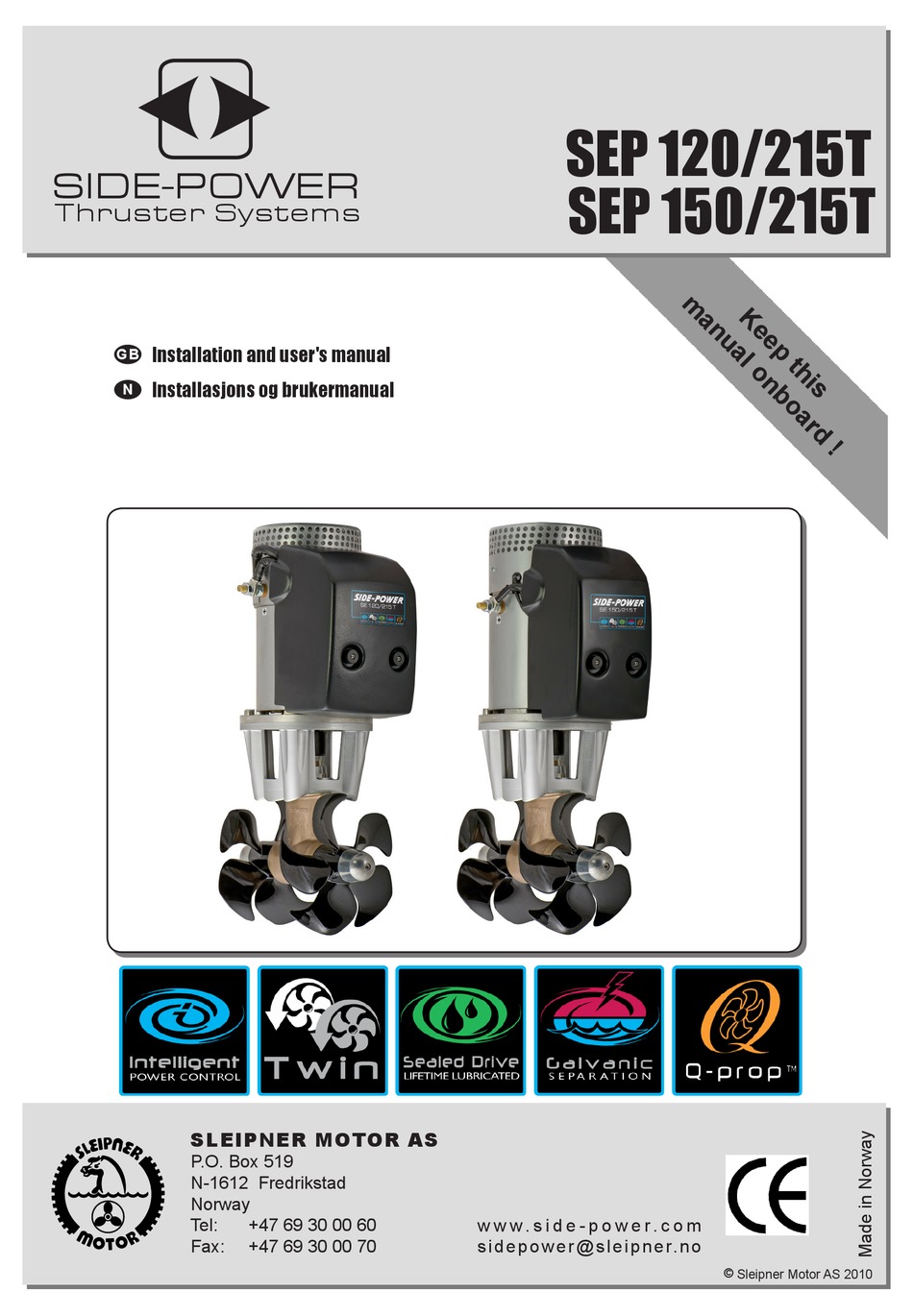 SIDE-POWER SEP 120/215T INSTALLATION AND USER MANUAL Pdf Download ...