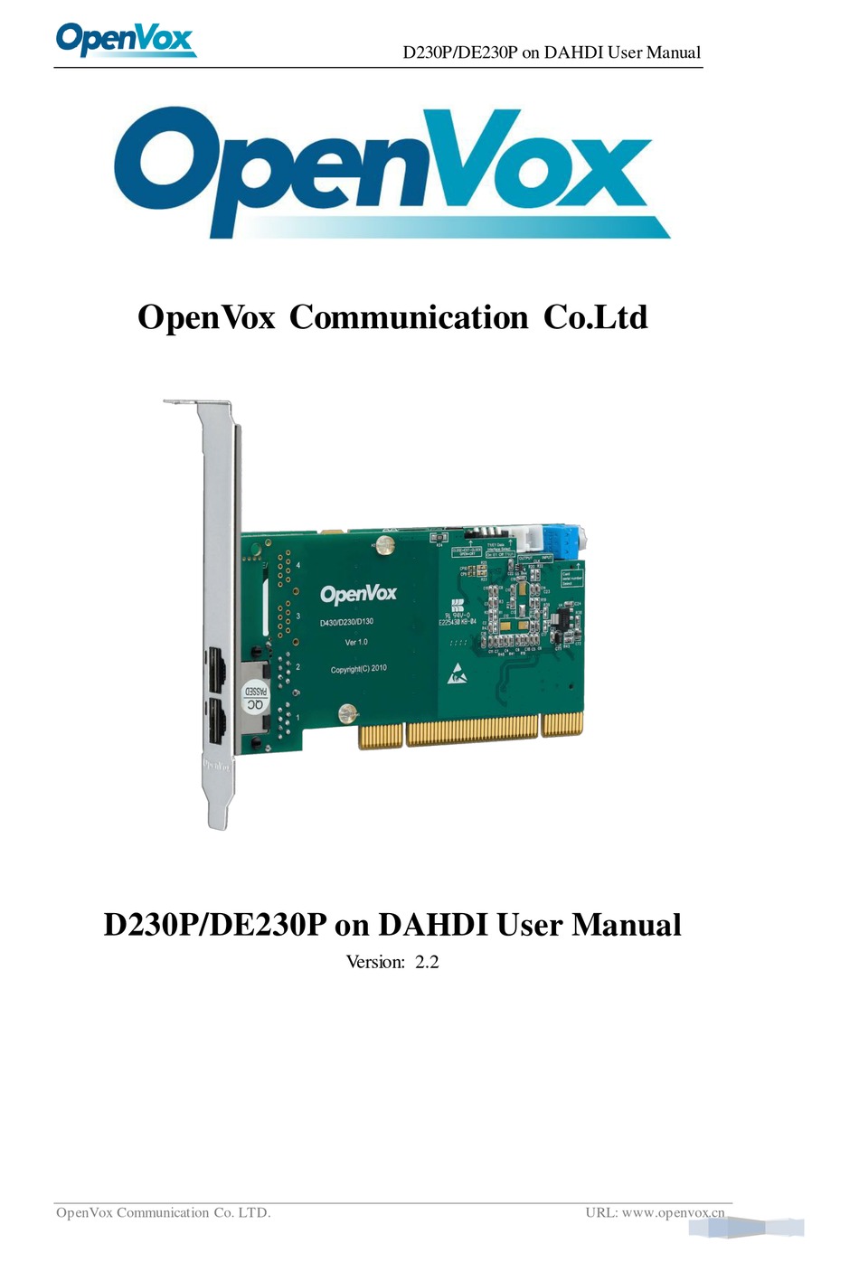 OPENVOX D230P USER MANUAL Pdf Download | ManualsLib