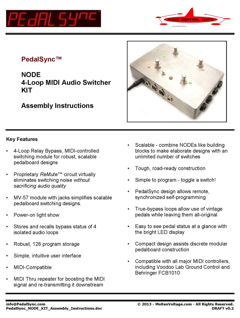 MOLTENVOLTAGE PEDALSYNC ASSEMBLY INSTRUCTIONS MANUAL Pdf Download | ManualsLib