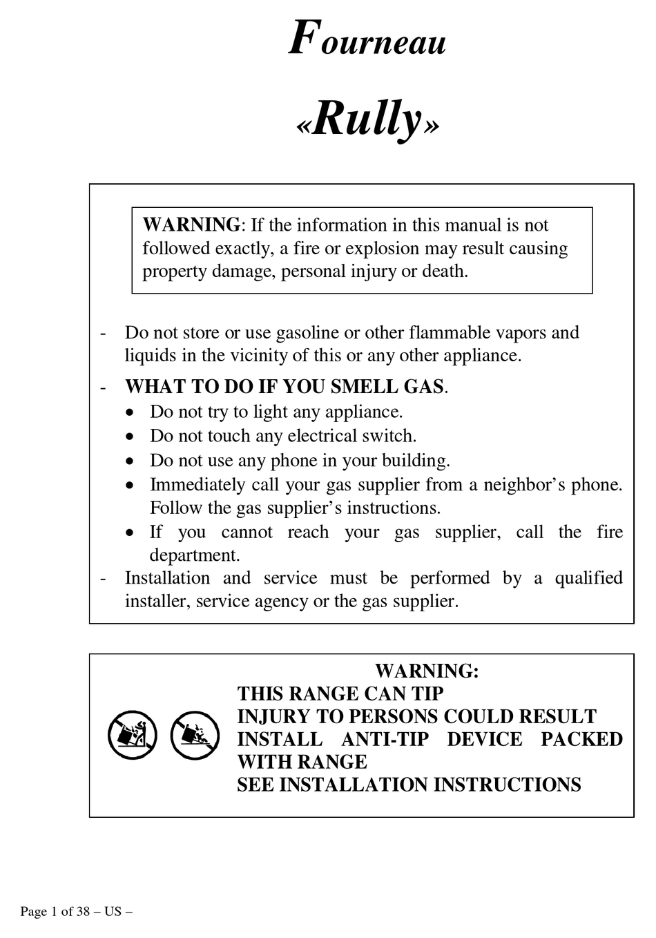 LACANCHE FOURNEAU «RULLY» INSTALLER MANUAL Pdf Download | ManualsLib