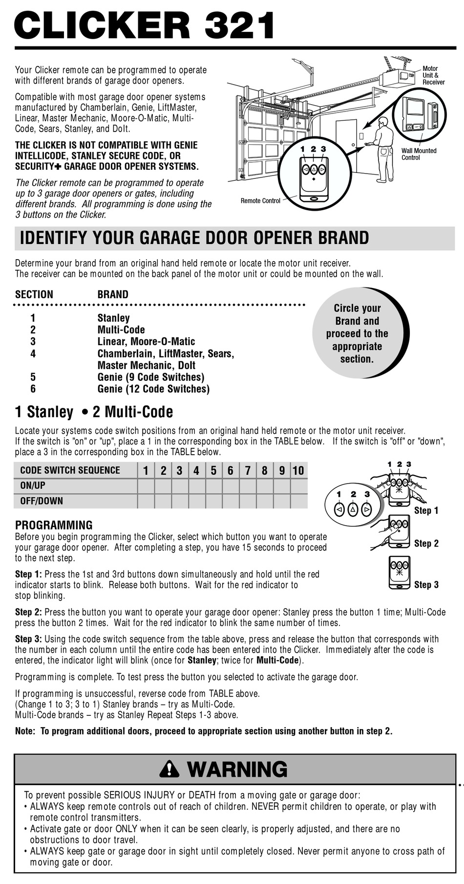 CLICKER 321 OPERATION MANUAL Pdf Download ManualsLib CLICKER 321 OPERATION MANUAL Pdf Download ManualsLib