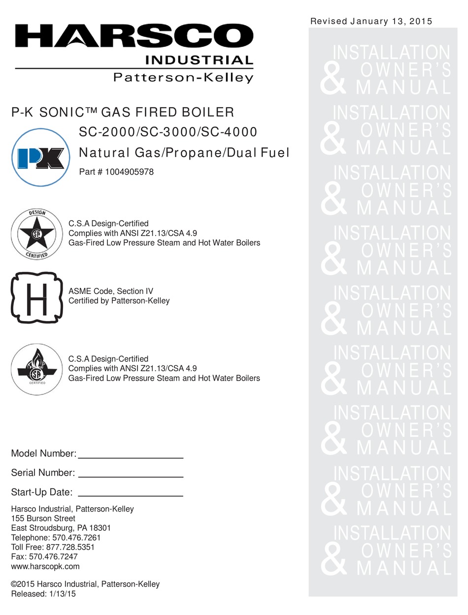 HARSCO INDUSTRIAL SC-2000 INSTALLATION & OWNER'S MANUAL Pdf Download ...