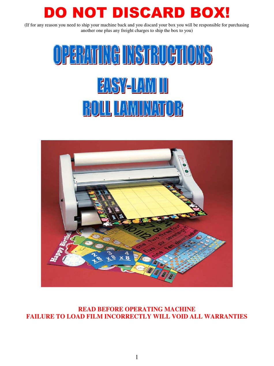 BANNER AMERICAN EASY-LAM II OPERATING INSTRUCTIONS MANUAL Pdf Download ...