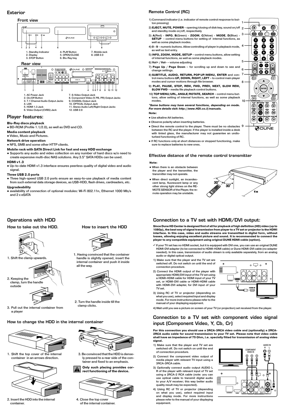 HDI DUNE QUICK MANUAL Pdf Download | ManualsLib