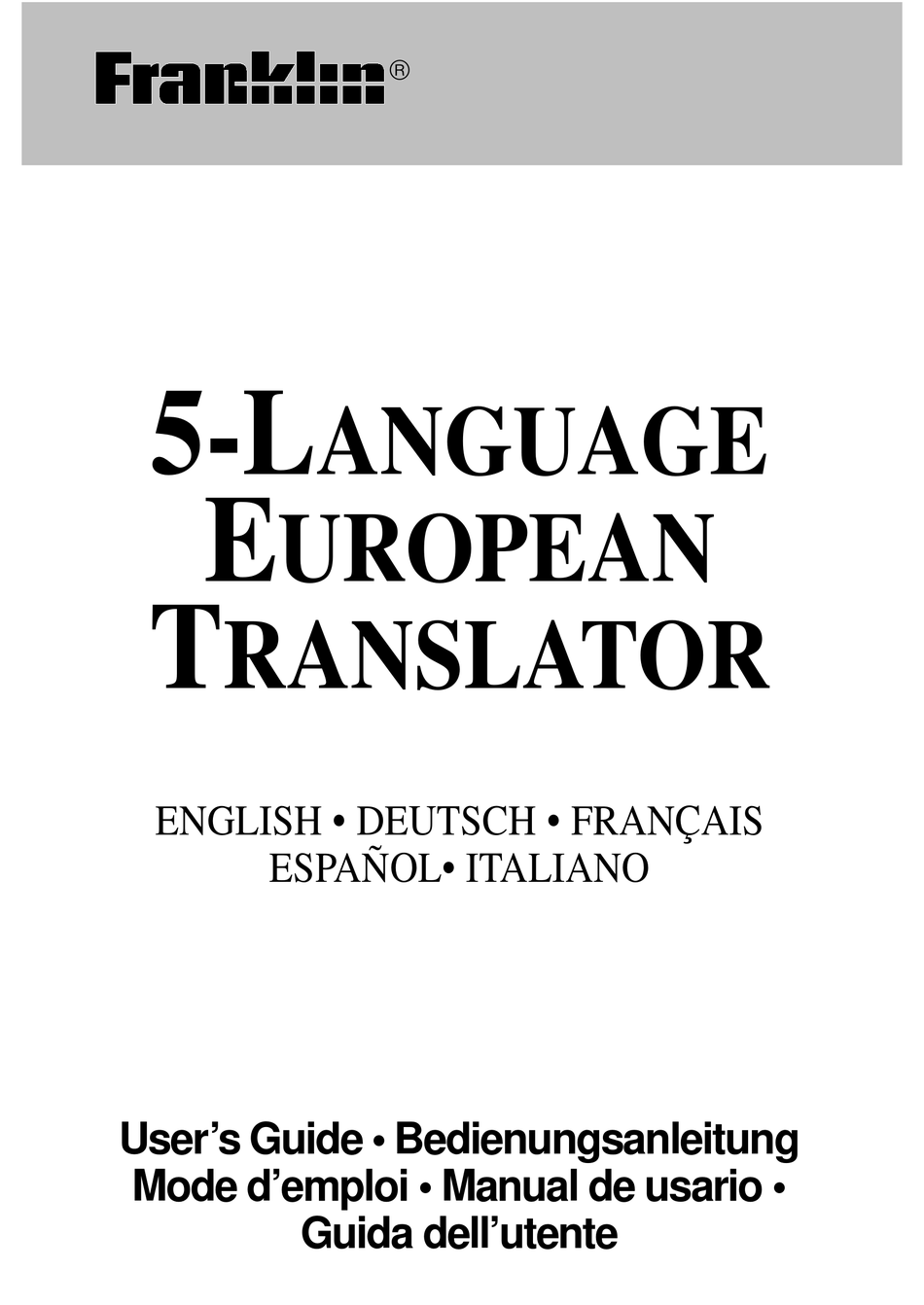 FRANKLIN 5-LANGUAGE EUROPEAN TRANSLATOR USER MANUAL Pdf Download ...