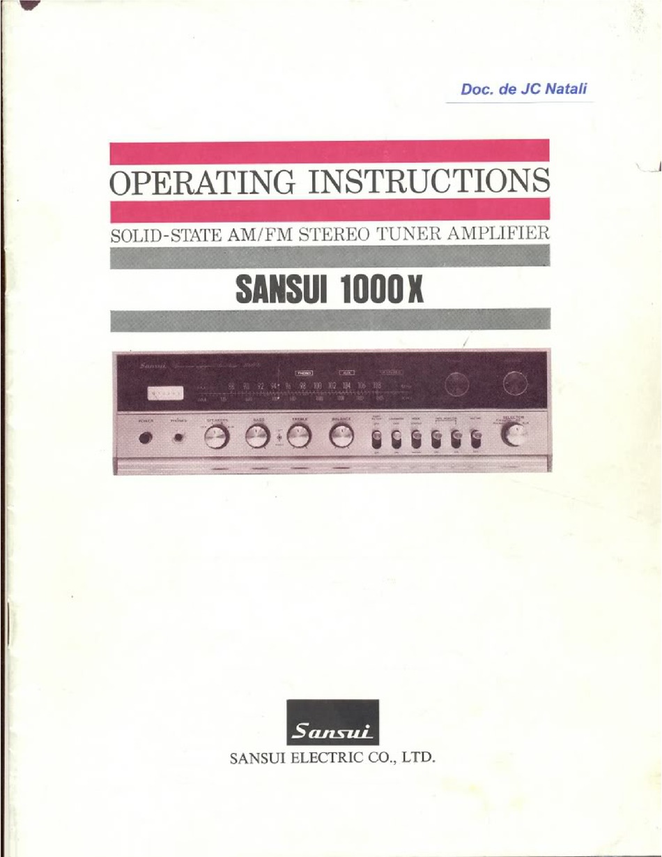 Sansui 1000x Operating Instructions Manual Pdf Download Manualslib