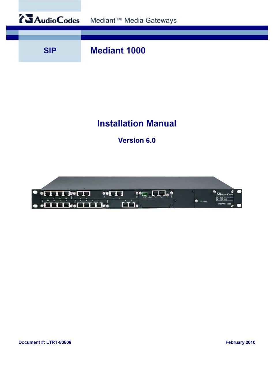 AUDIOCODES MEDIANT 1000 INSTALLATION MANUAL Pdf Download ManualsLib audiocodes-mediant-1000-installation-manual-pdf-download-manualslib