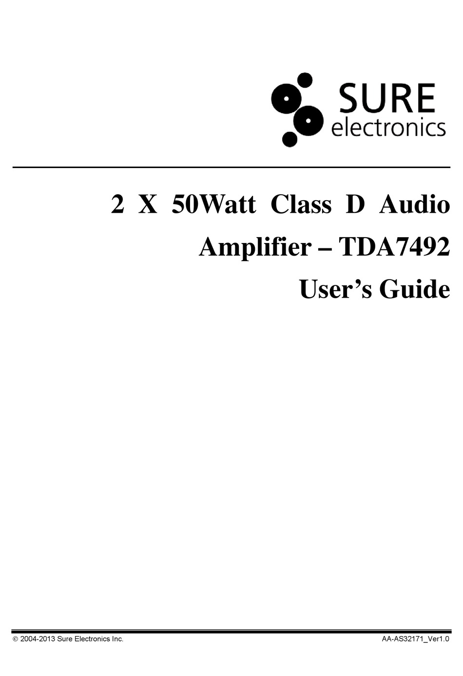SURE ELECTRONICS TDA7492 USER MANUAL Pdf Download | ManualsLib