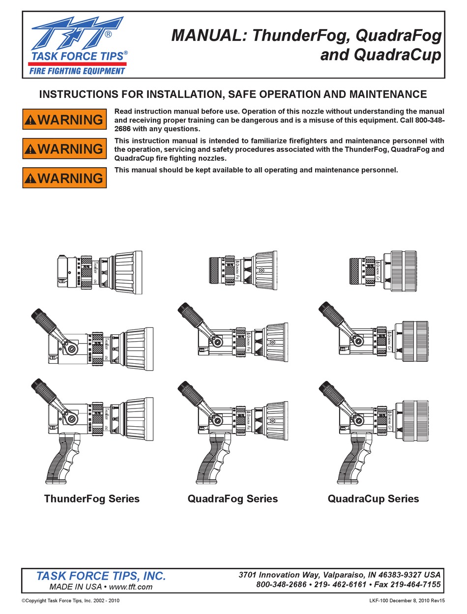 TASK FORCE TIPS THUNDERFOG SERIES INSTRUCTIONS FOR INSTALLATION, SAFE ...