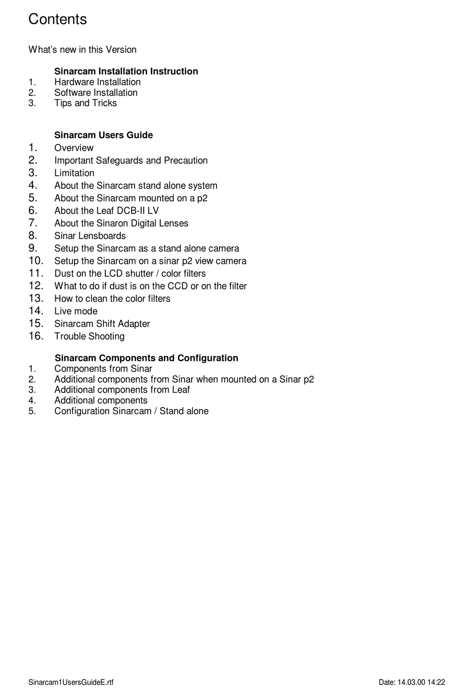 SINARCAM MULTIPURPOSE DIGITAL CAMERA USER MANUAL Pdf Download | ManualsLib
