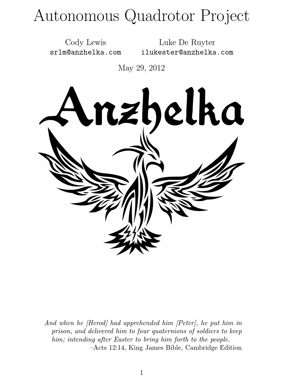 AUTONOMOUS QUADROTOR PROJECT ANZHELKA USER MANUAL Pdf Download | ManualsLib