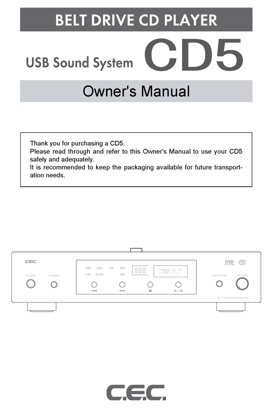 C.E.C. CD5 OWNER'S MANUAL Pdf Download | ManualsLib
