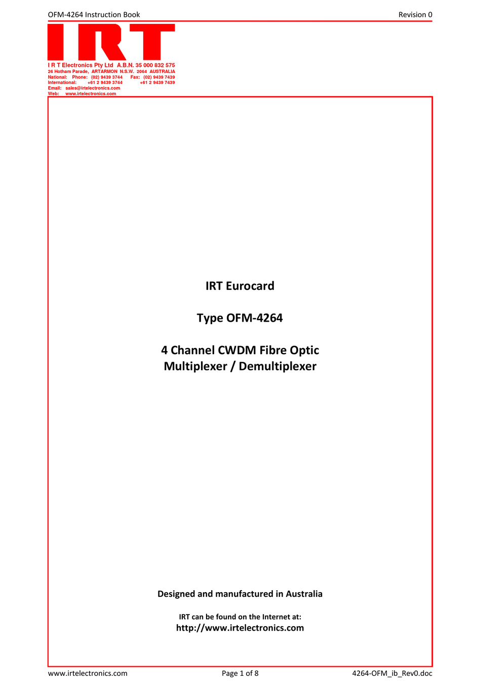 IRT OFM-4264 INSTRUCTION BOOK Pdf Download | ManualsLib