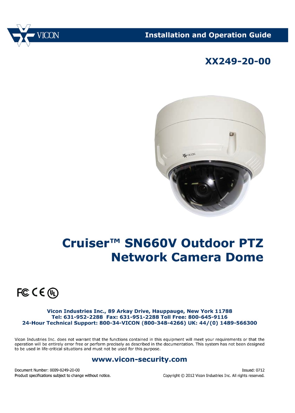 VICON CRUISER SN660V INSTALLATION AND OPERATION MANUAL Pdf Download ...