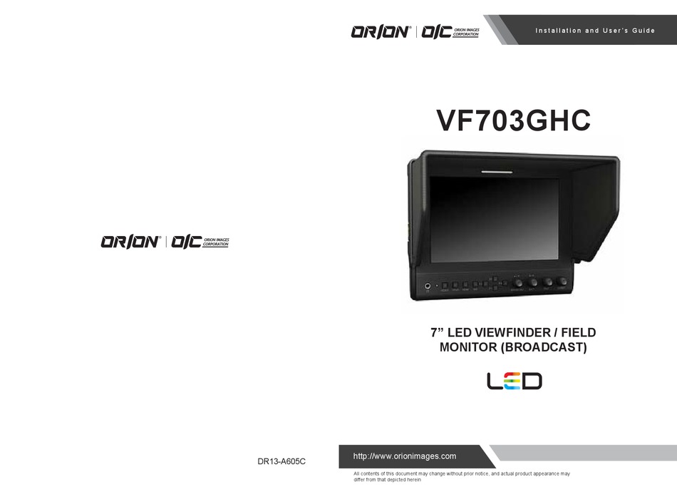 Oic Korea Vf703ghc Installation And User Manual Pdf Download | Manualslib