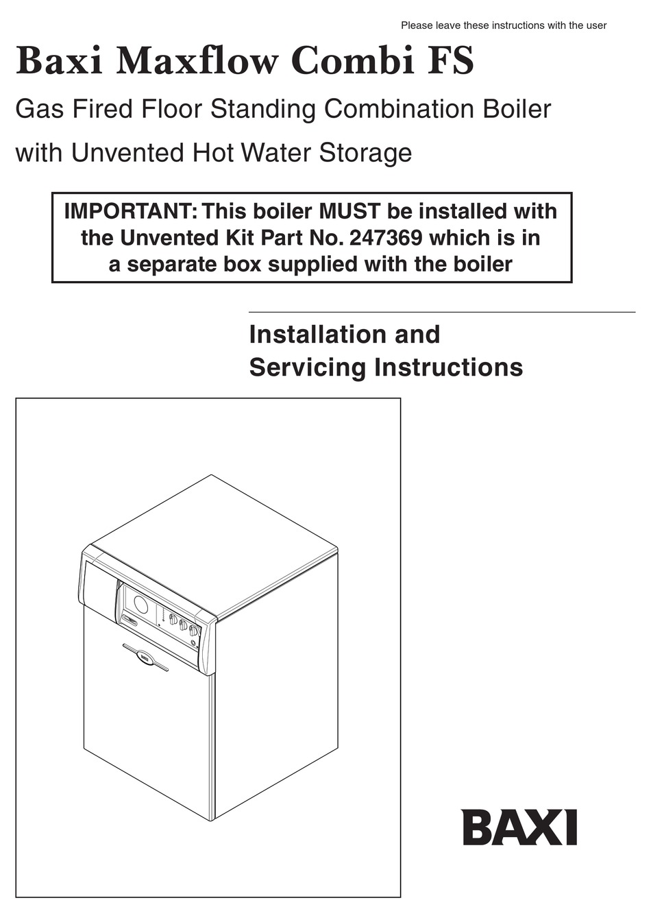 BAXI MAXFLOW COMBI FS INSTALLATION AND SERVICING INSTRUCNION Pdf