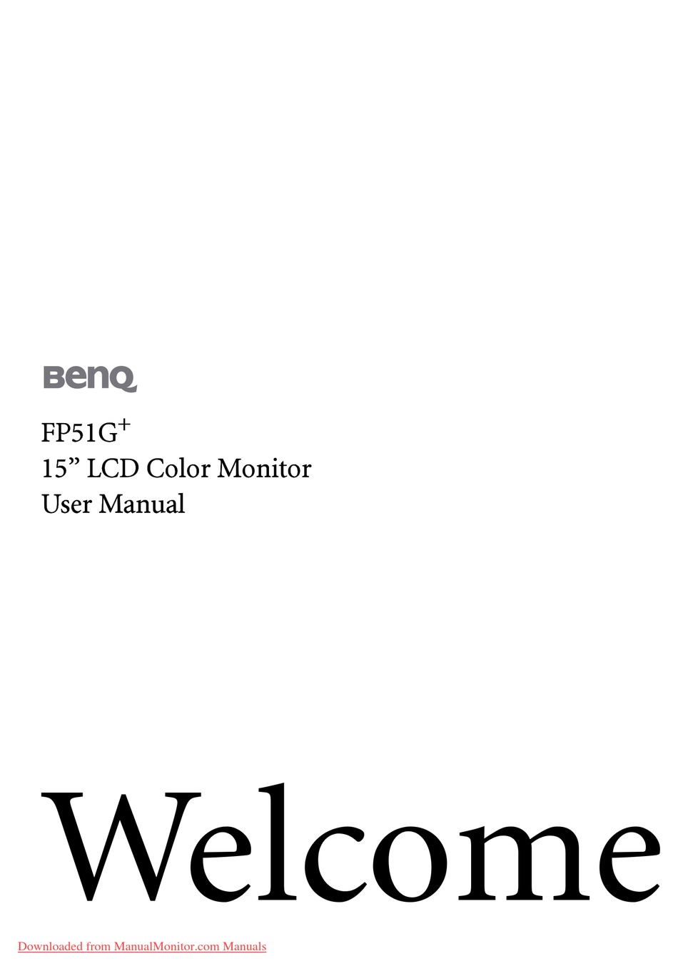 BENQ FP51G+ USER MANUAL Pdf Download | ManualsLib