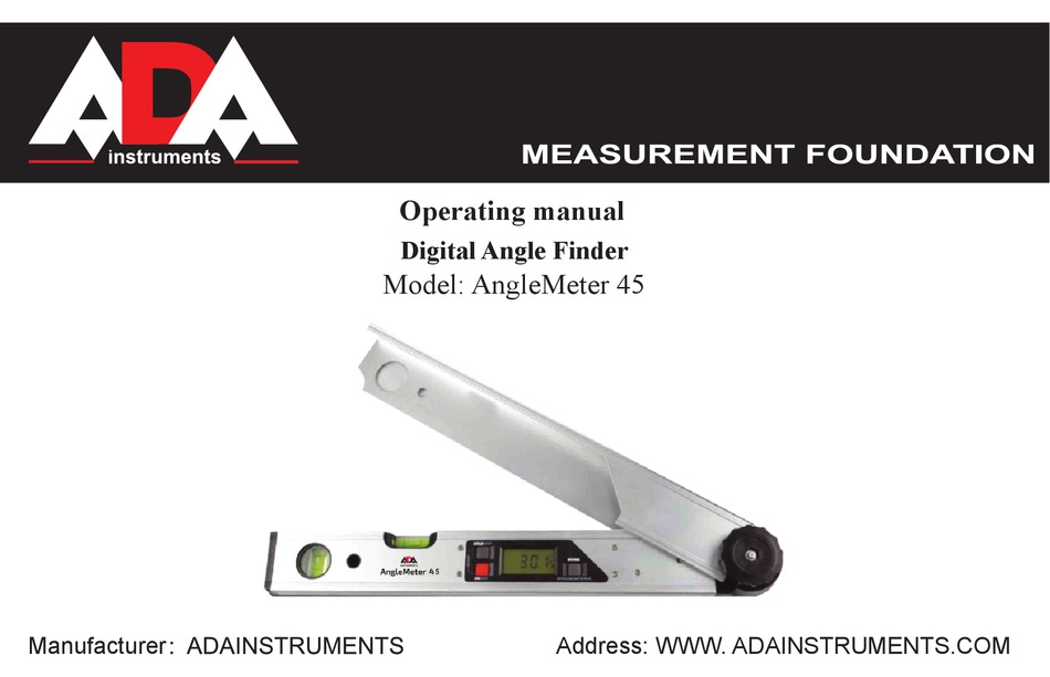 ADA ANGLEMETER 45 OPERATING MANUAL Pdf Download | ManualsLib