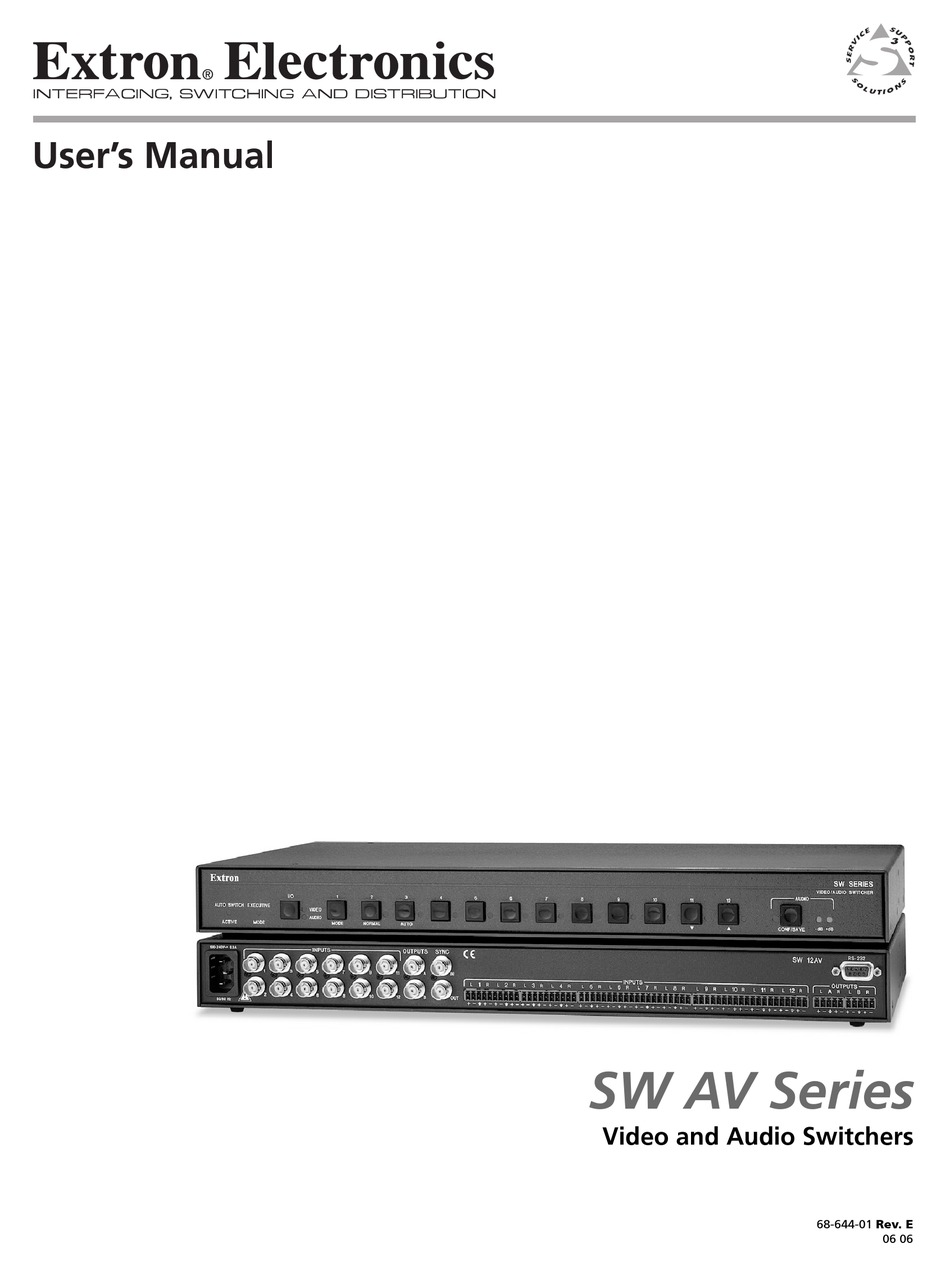 EXTRON ELECTRONICS SW AV USER MANUAL Pdf Download | ManualsLib