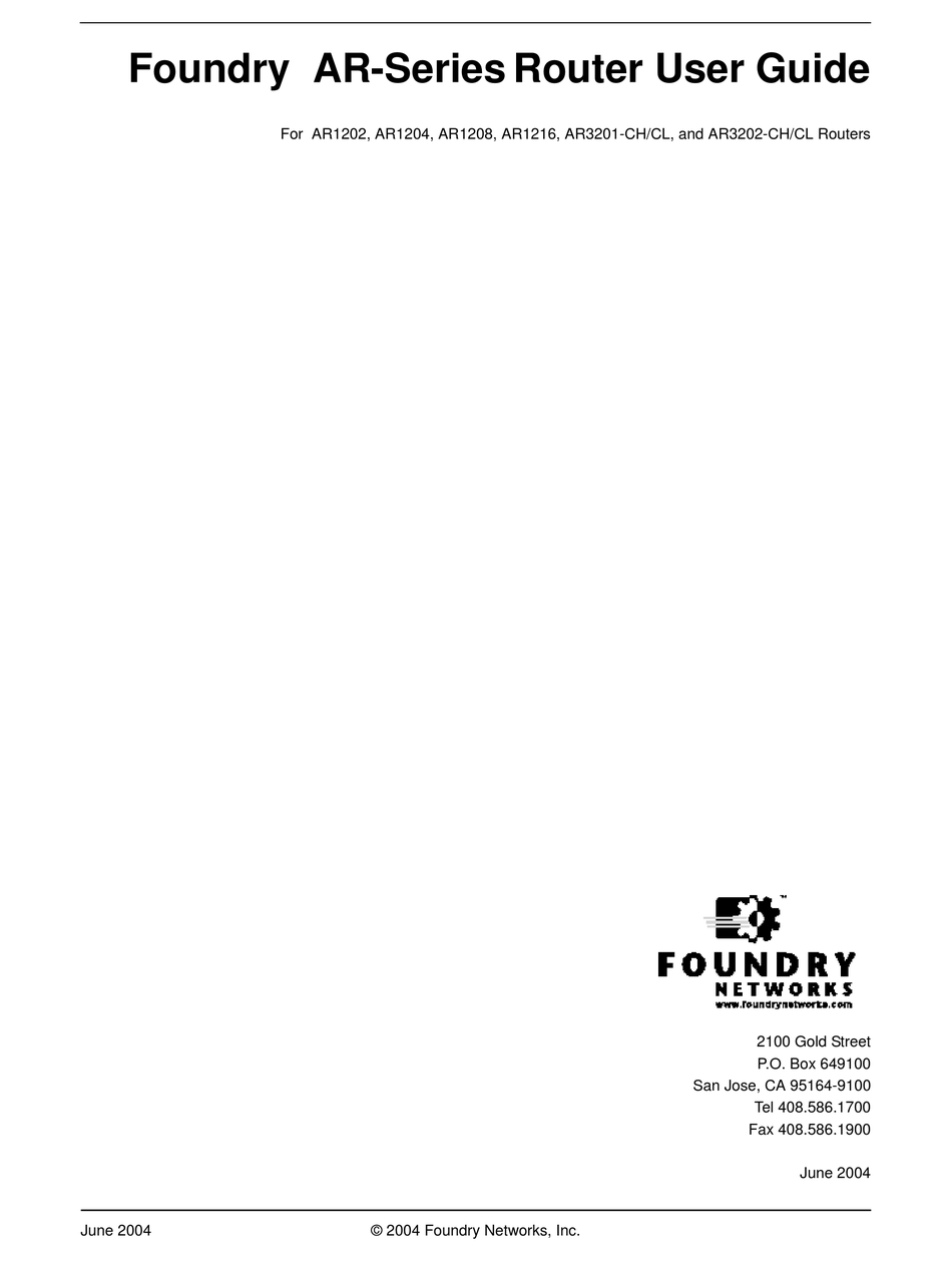 FOUNDRY NETWORKS AR1208 USER MANUAL Pdf Download | ManualsLib