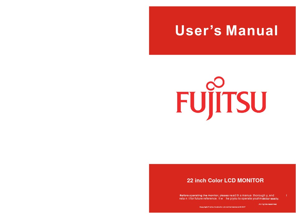FUJITSU 280X1024@75HZ USER MANUAL Pdf Download | ManualsLib